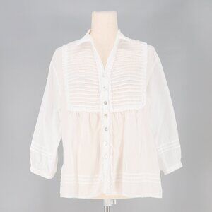 J.P and Mattie | Tops | Jp And Mattie X Sundance Ruffle Placket Button Front Cotton Blouse White ...